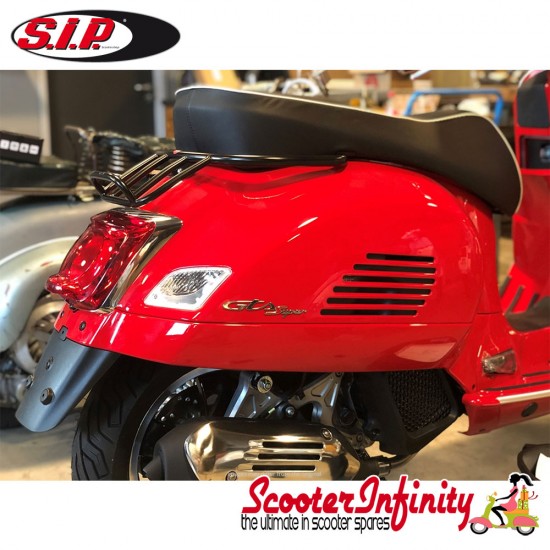 Carrier/Rack Rear Matt Black SIP 70s Vespa GTS/GTS Super/GTV