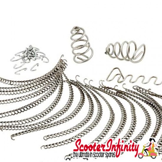 Spring Kit Seat Universal (19)x240mm, (2)x80mm, clamps (Vespa / Lambretta)