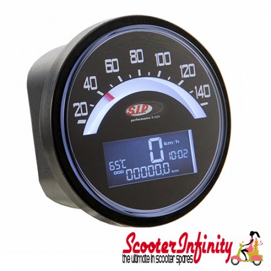 SIP Digital Speedo / Rev Counter *NEW V2.0* (Black Face) (Lambretta LI ...