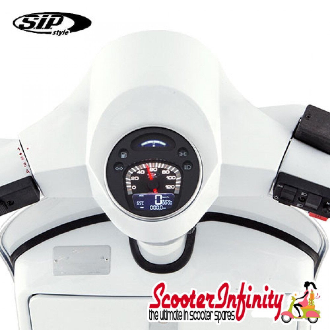 SIP Digital Speedo / Rev Counter *NEW V2.0* (Black Face) (Vespa PX/MY ...
