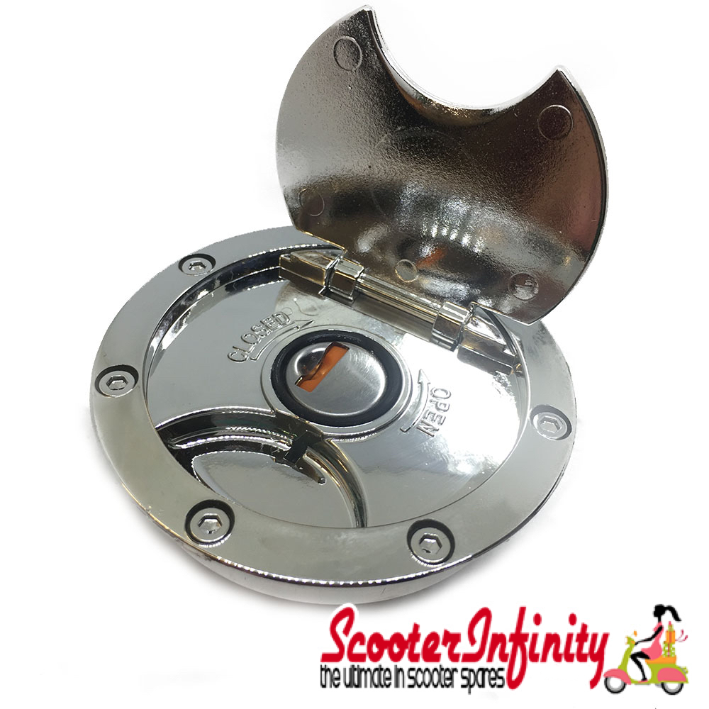 Lockable Locking Fuel Cap (Chrome) (MBK Nitro 50-100, Yamaha Aerox 50-100)